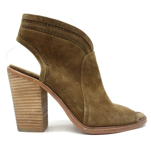 Vince Camuto | Shoes | Vince Camuto Brown Leather Zip Up Block Heel ...